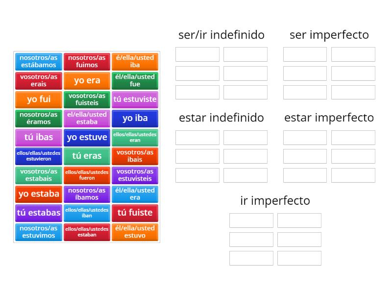 el verbo ser indefinido/imperfecto - Group sort