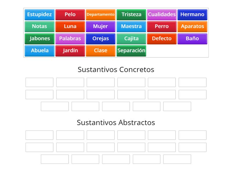 Clases de palabras: sustantivos concretos y abstractos - Group sort