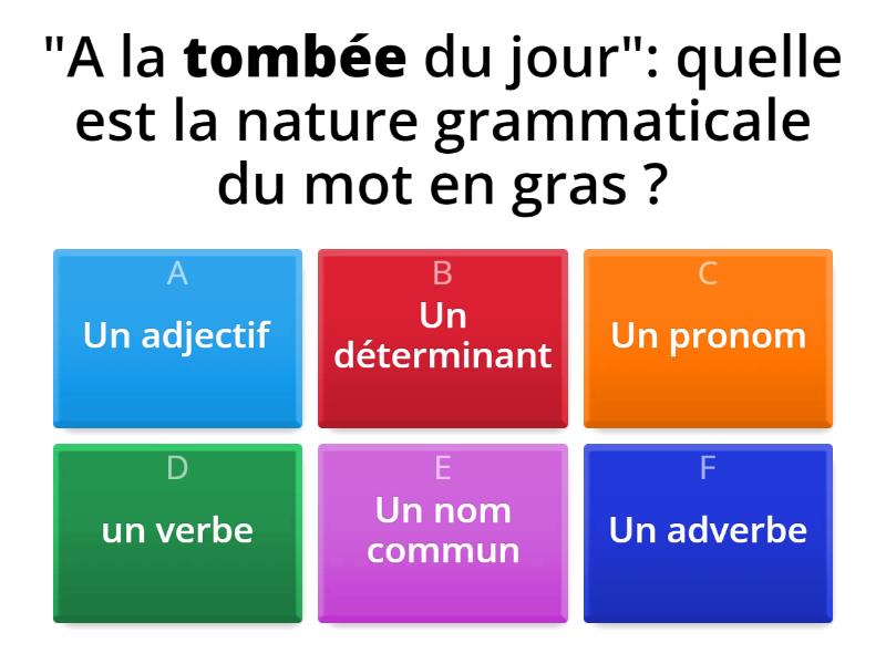 Classes grammaticales - Quiz