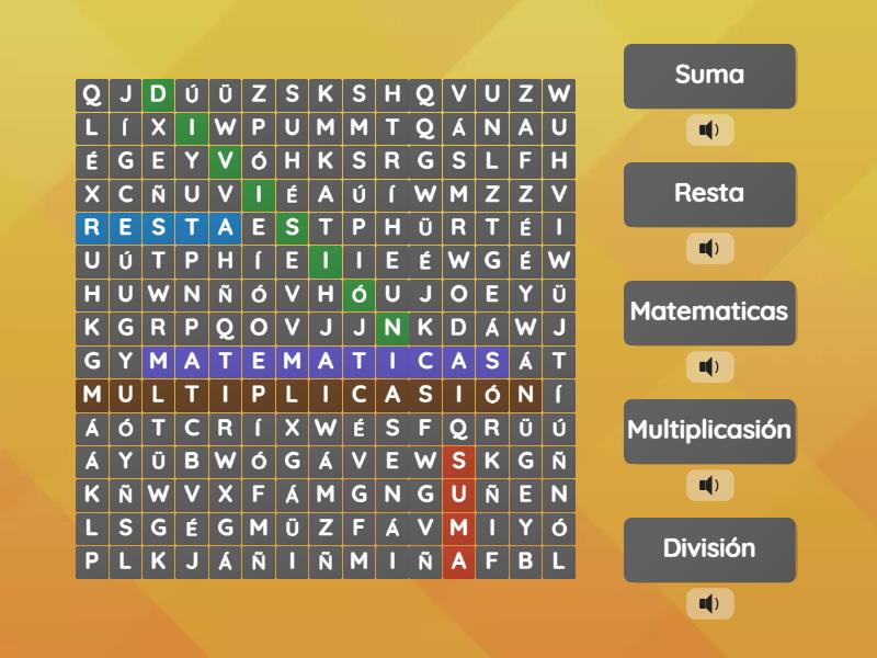 Sopa matematica - Sopa de letras