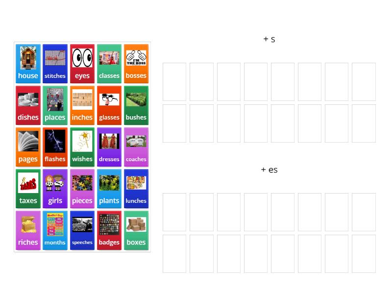Plural endings S/ES - Group sort