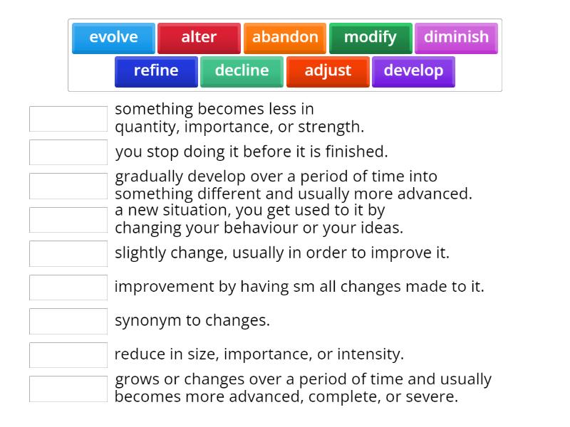 Words for describing change - Match up