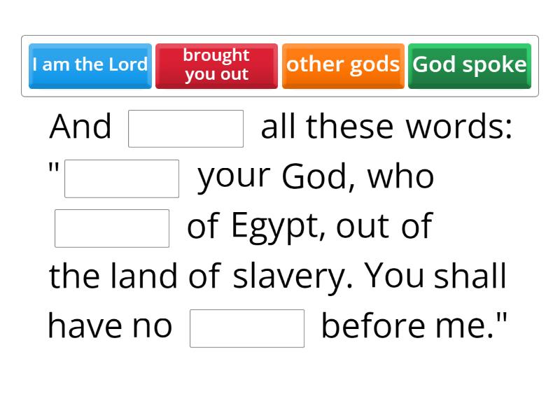 Exodus 20 - Complete the sentence