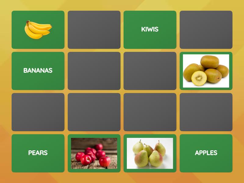 Fruits - Memory game - Matching pairs