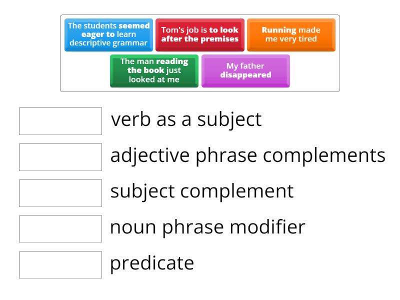 Identify verbs and verb phrases - Match up