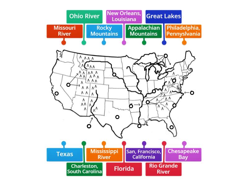 US Geography - Labelled diagram