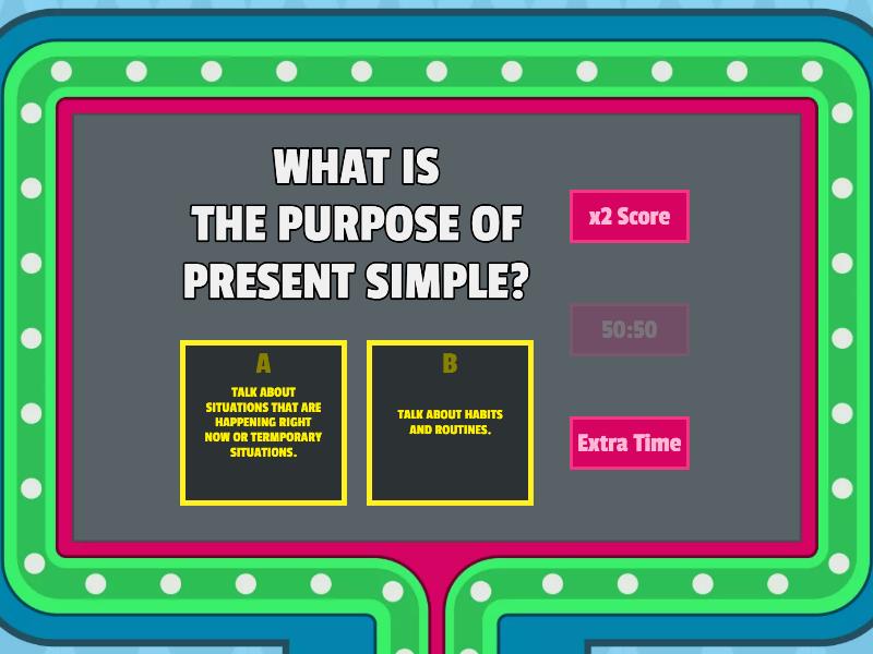 PRESENT TENSES PURPOSES - Concurso de preguntas