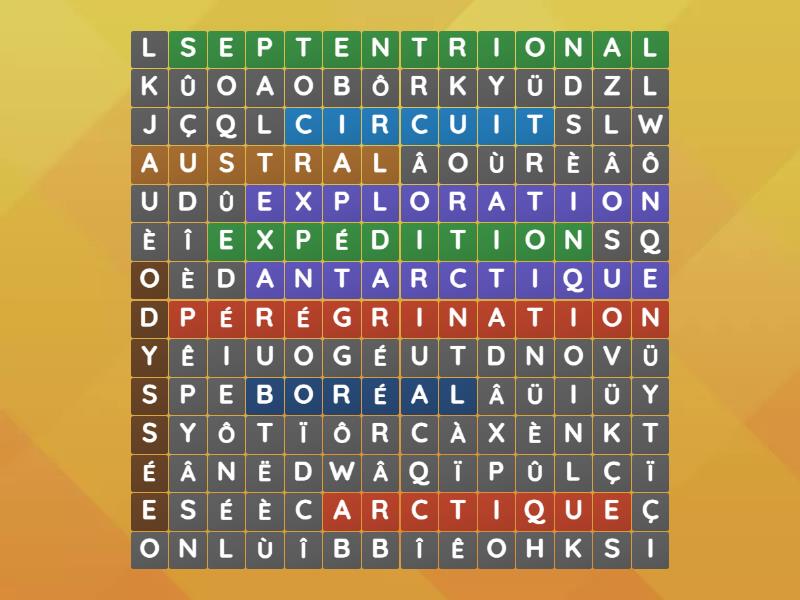 Lexique du voyage - Wordsearch