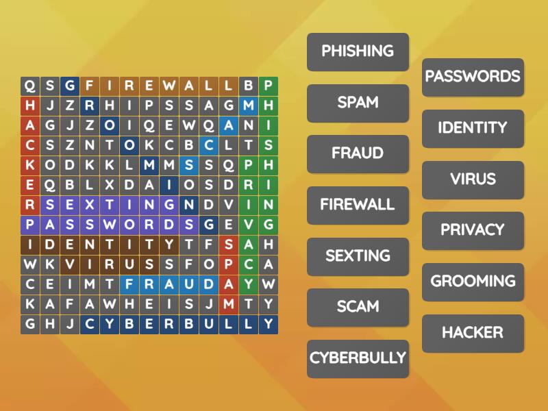 INTERNET SAFETY WORD SEARCH - Sopa de letras