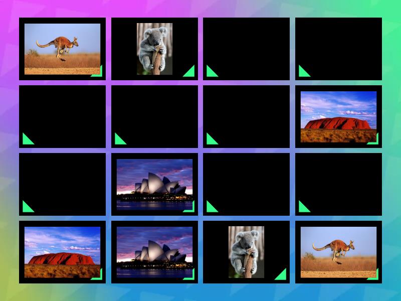 Australian Memory Game - Matching pairs