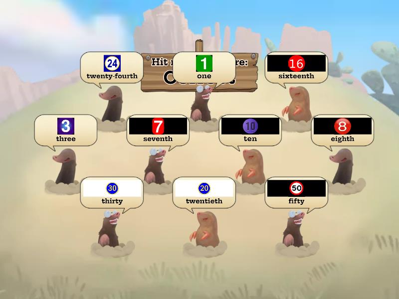 Ordinal numbers game - Whack-a-mole (Memukul Tikus Mondok)