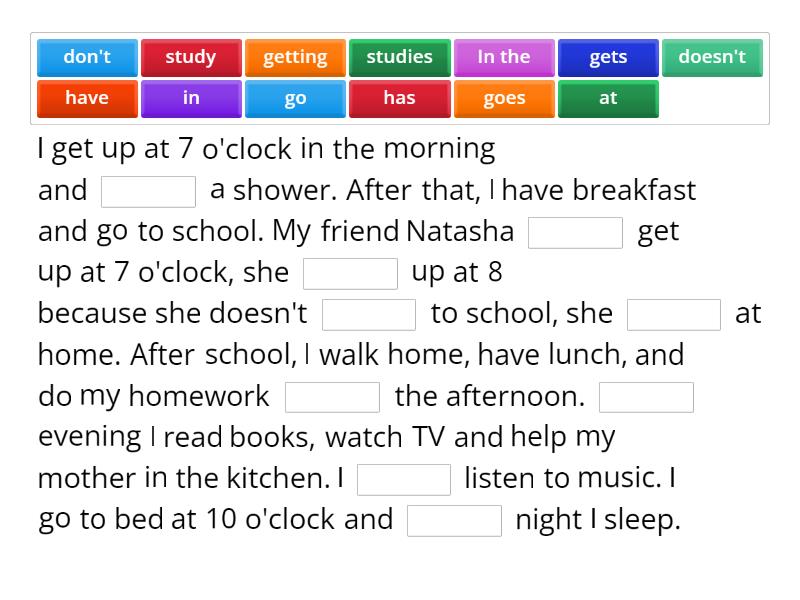 Daily routine_story - Complete the sentence
