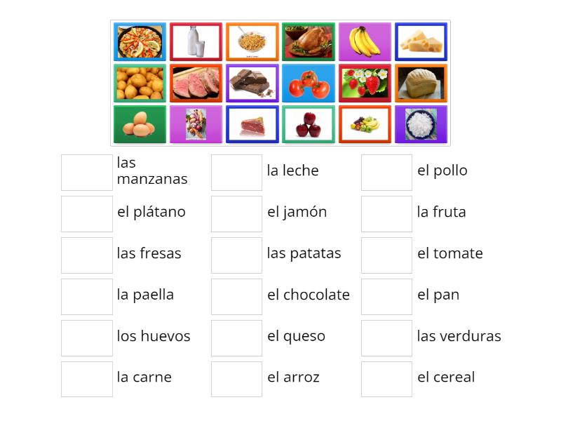 Las comidas / Food - repaso - Match up