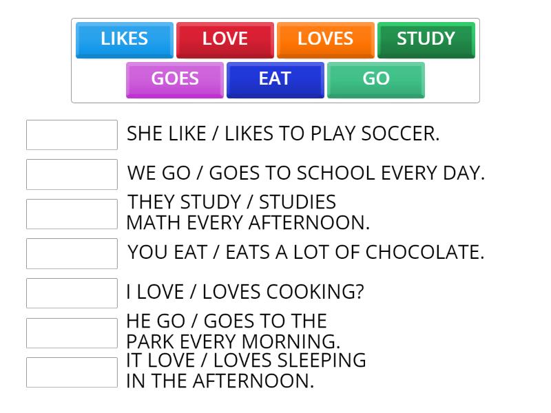 SIMPLE PRESENT - Match up