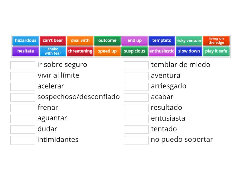 VOCABULARIO UNIDAD 7 JORGE - Match up