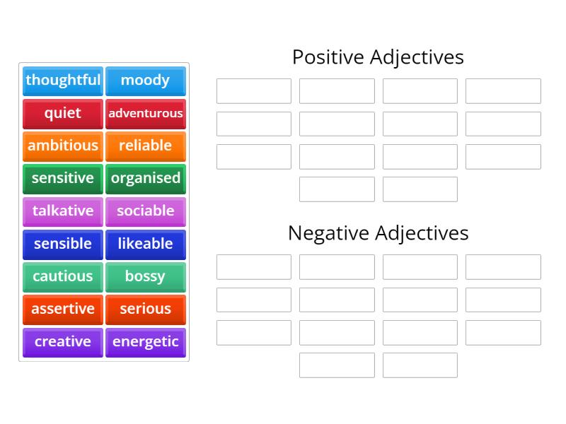 Personality adjectives - Group sort