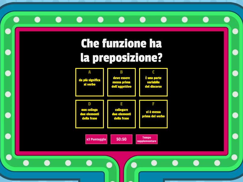 La preposizione - Gameshow quiz