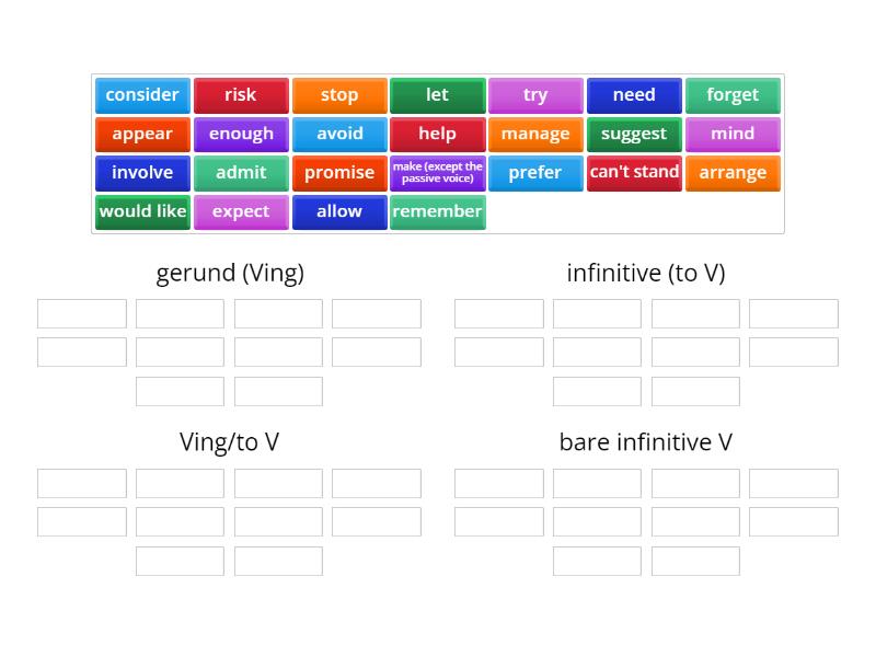 verbs objects unit 1 gateway B2 - Group sort