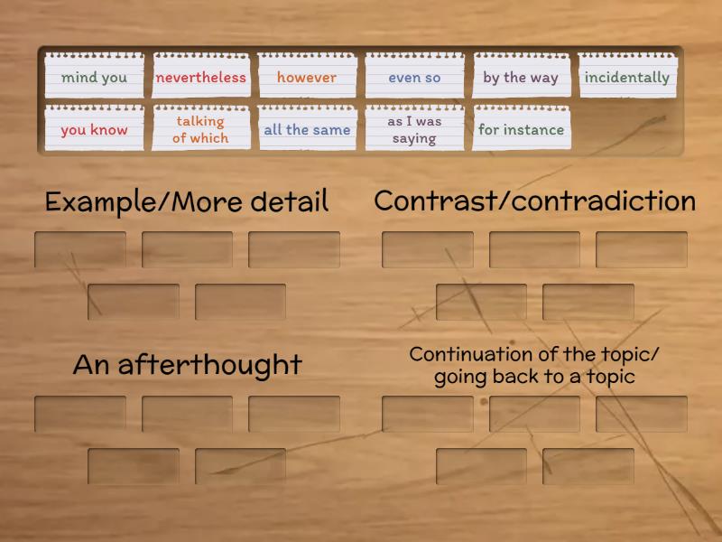 Discourse Markers - Group sort