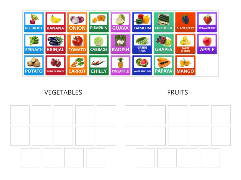 Conversation Class - Fruits and Vegetables - Group sort