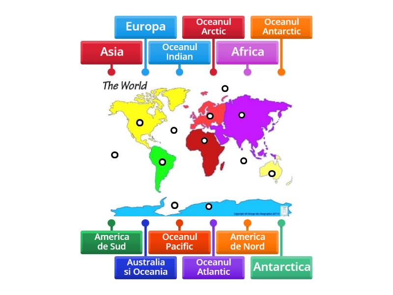 Harta continentelor si oceanele lumii - Labelled diagram
