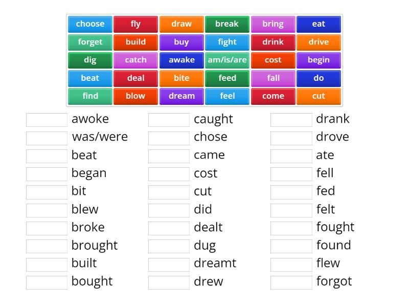 IRREGULAR V2 FORMS: PART I - Match up
