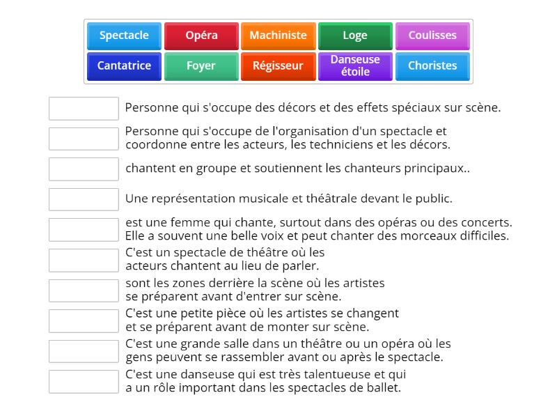 Vocabulaire de l'Opéra - Match up