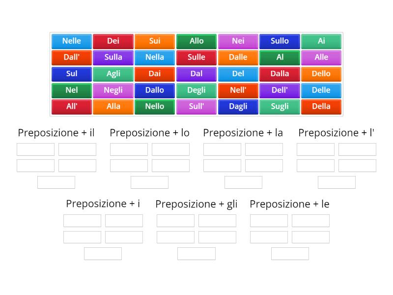 Preposizioni articolate - Group sort