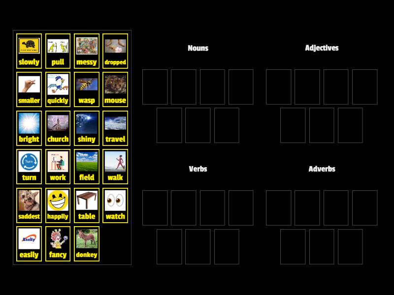 Word classes quiz - Group sort