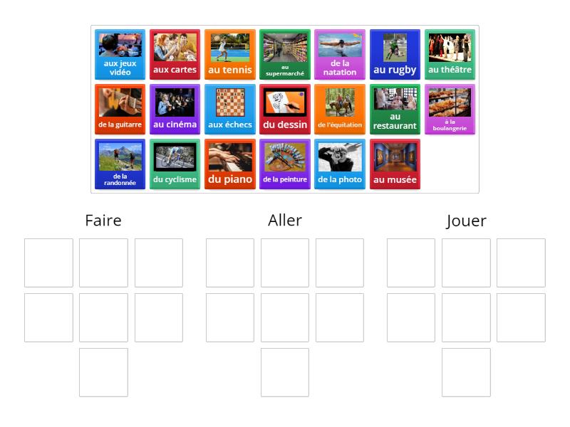 FAIRE - JOUER - ALLER - Group sort
