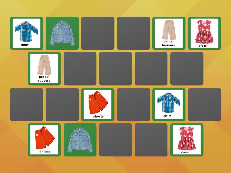 Clothes Memory game - Matching pairs