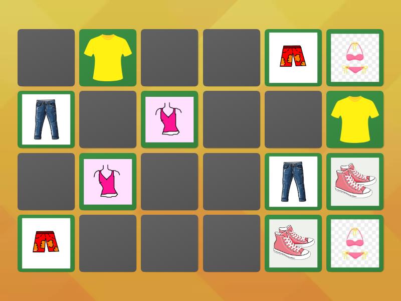 Jogo da memória vestimentas - Matching pairs