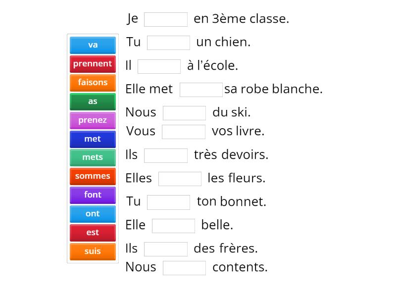 Les verbes 3 groupe - Complete the sentence