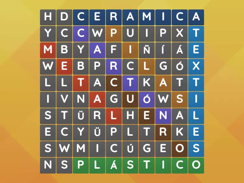 SOPA DE LETRAS... ENCUENTRA 7 EJEMPLOS DE RESIDUOS INORGÁNICOS - Wordsearch