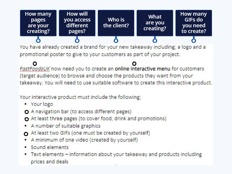 Y9 TAKEAWAY CLIENT BRIEF 2 - Labelled diagram