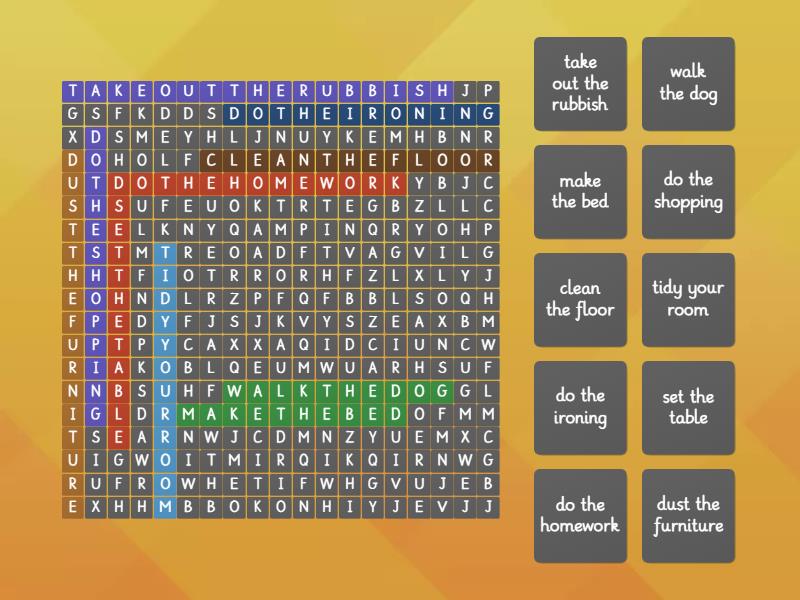 Housework - Wordsearch