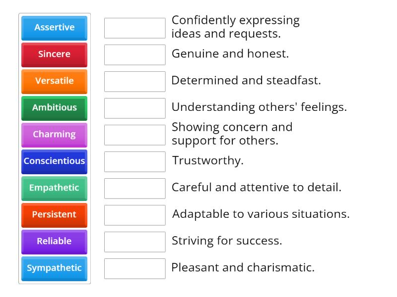 Personality adjectives B2/2 - Match up
