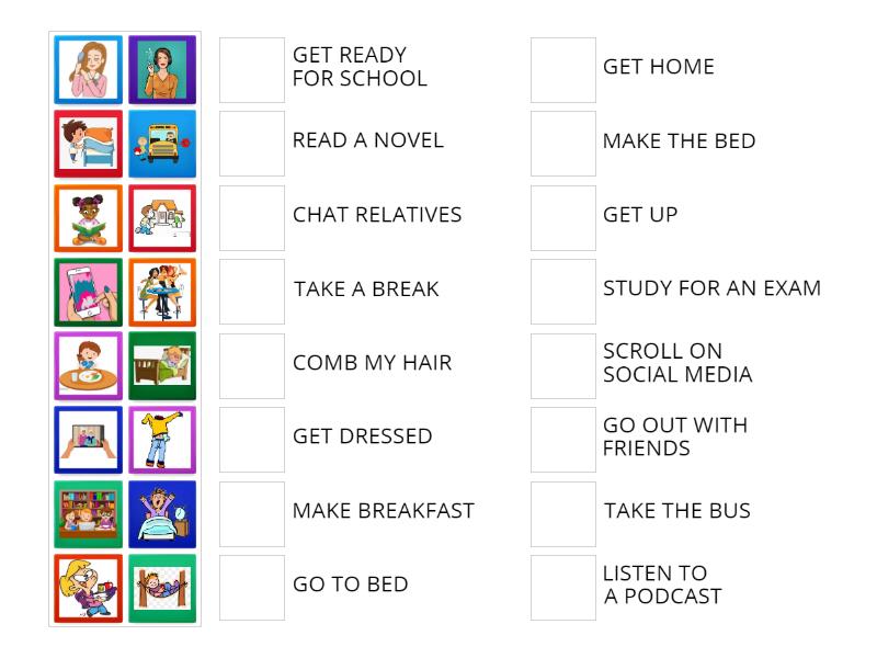 ROUTINE VERBS - Une las parejas