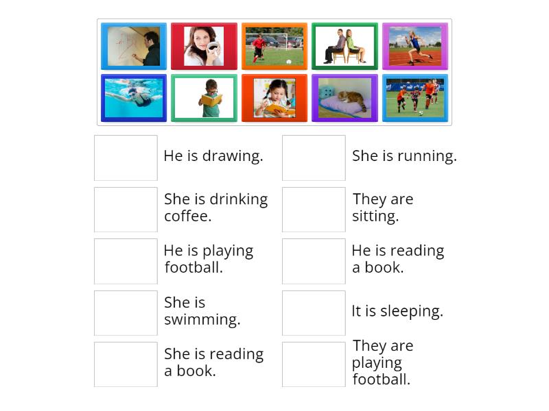 Present Continuous : Positives - Une las parejas