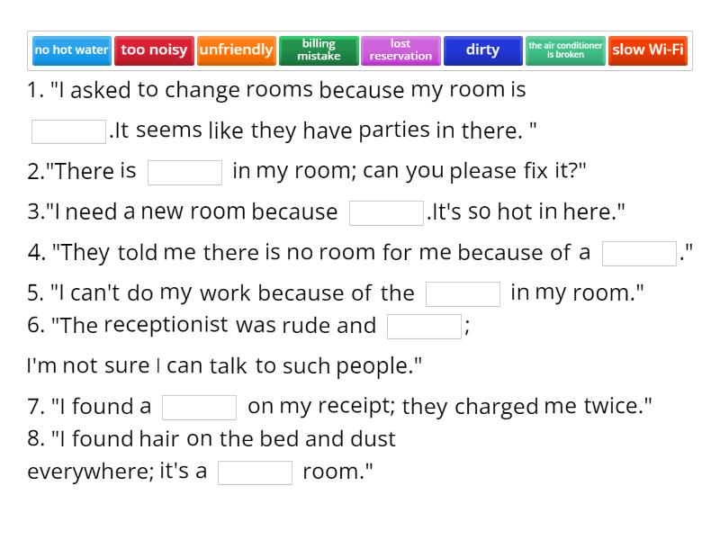 Hotel problems - Complete the sentence