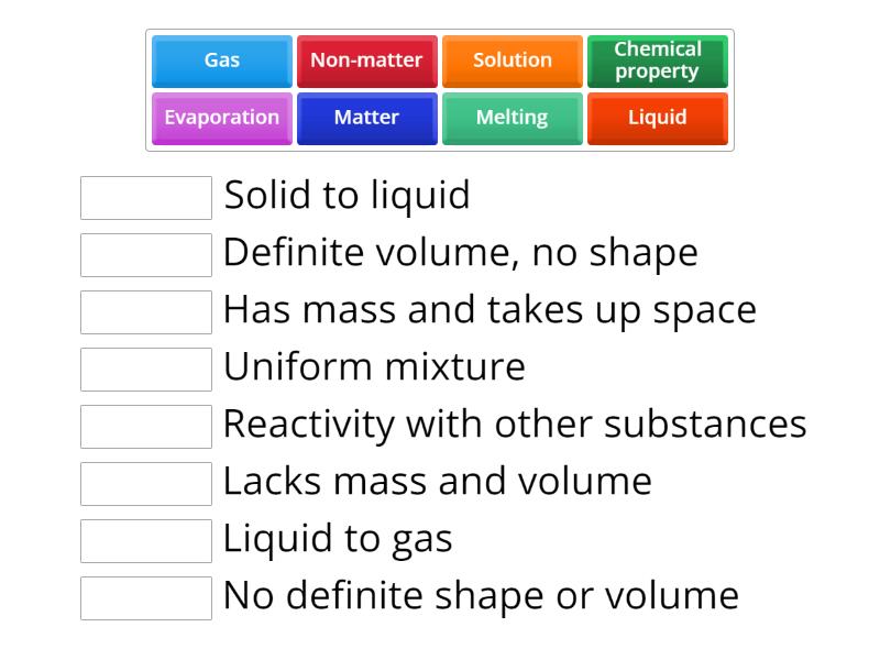 Matter and Its Interactions - Match up