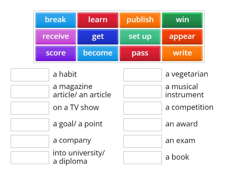 Collocations - achievements & ambitions - Match up
