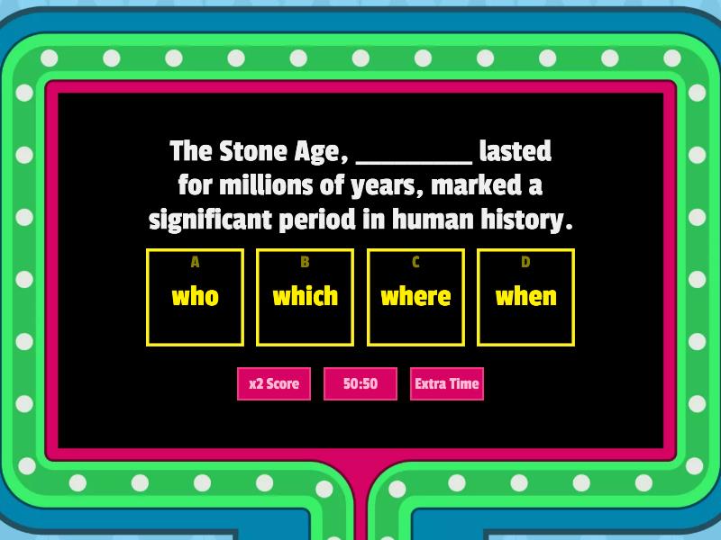 Stone Age Boy: Relative Clauses - Gameshow quiz