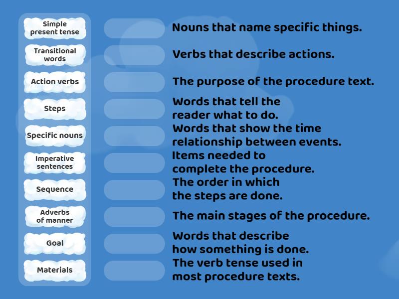 Match the words with the appropriate definition correctly! - Match up