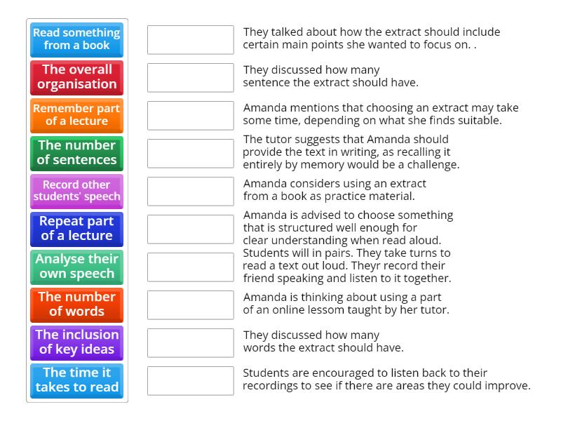IELTS Listening lesson 10 - Practice - Paraphrasing - Match up