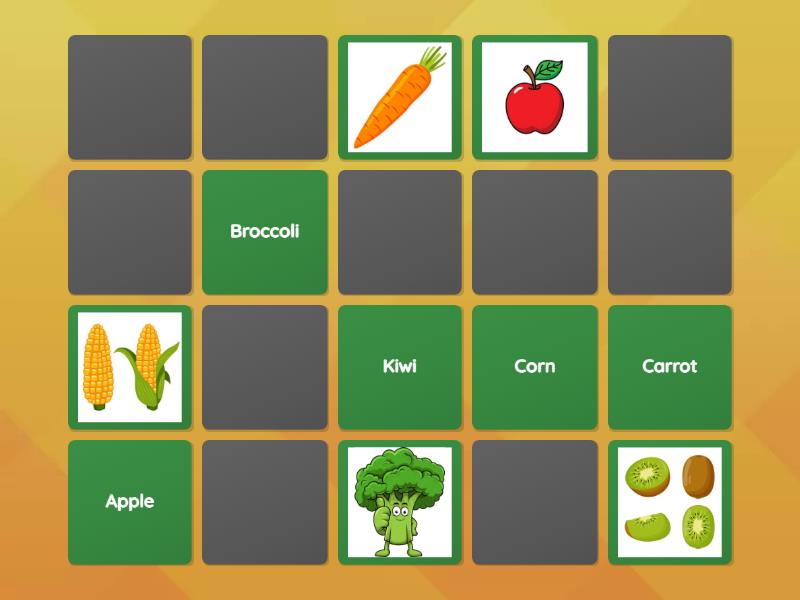 Fruits and Vegetables - Matching pairs