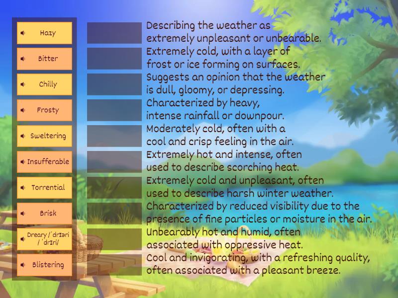 The Weather: advanced adjectives - Match up