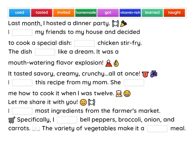 Instagram Post: Simple Past Cooking Verbs - Missing word