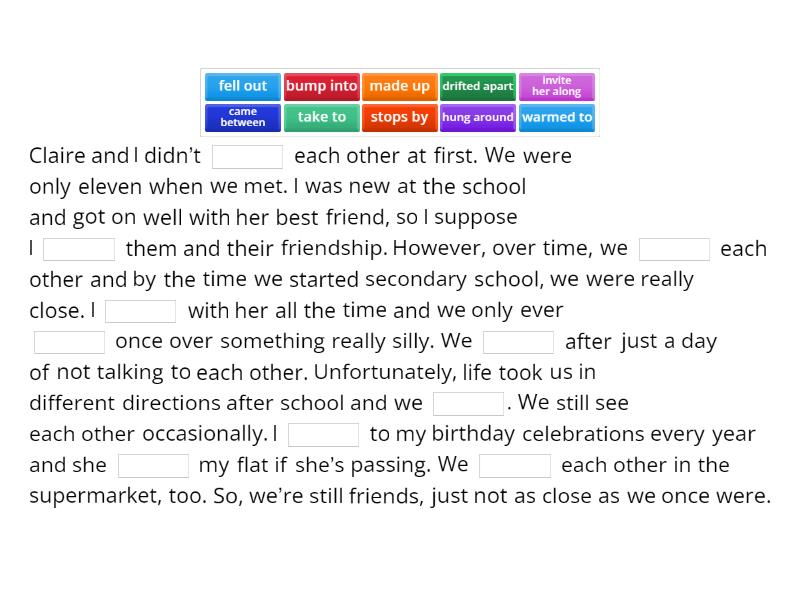 Friendship phrases - Complete the sentence