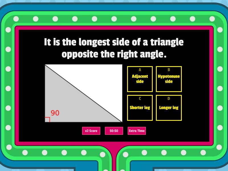 Review Basic facts: Pythagorean Theorem - Gameshow quiz
